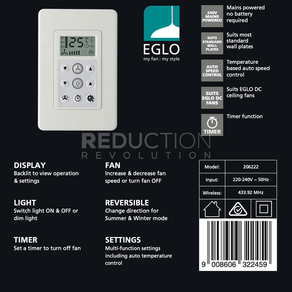 EGLO Wall Control For All EGLO DC Ceiling Fans