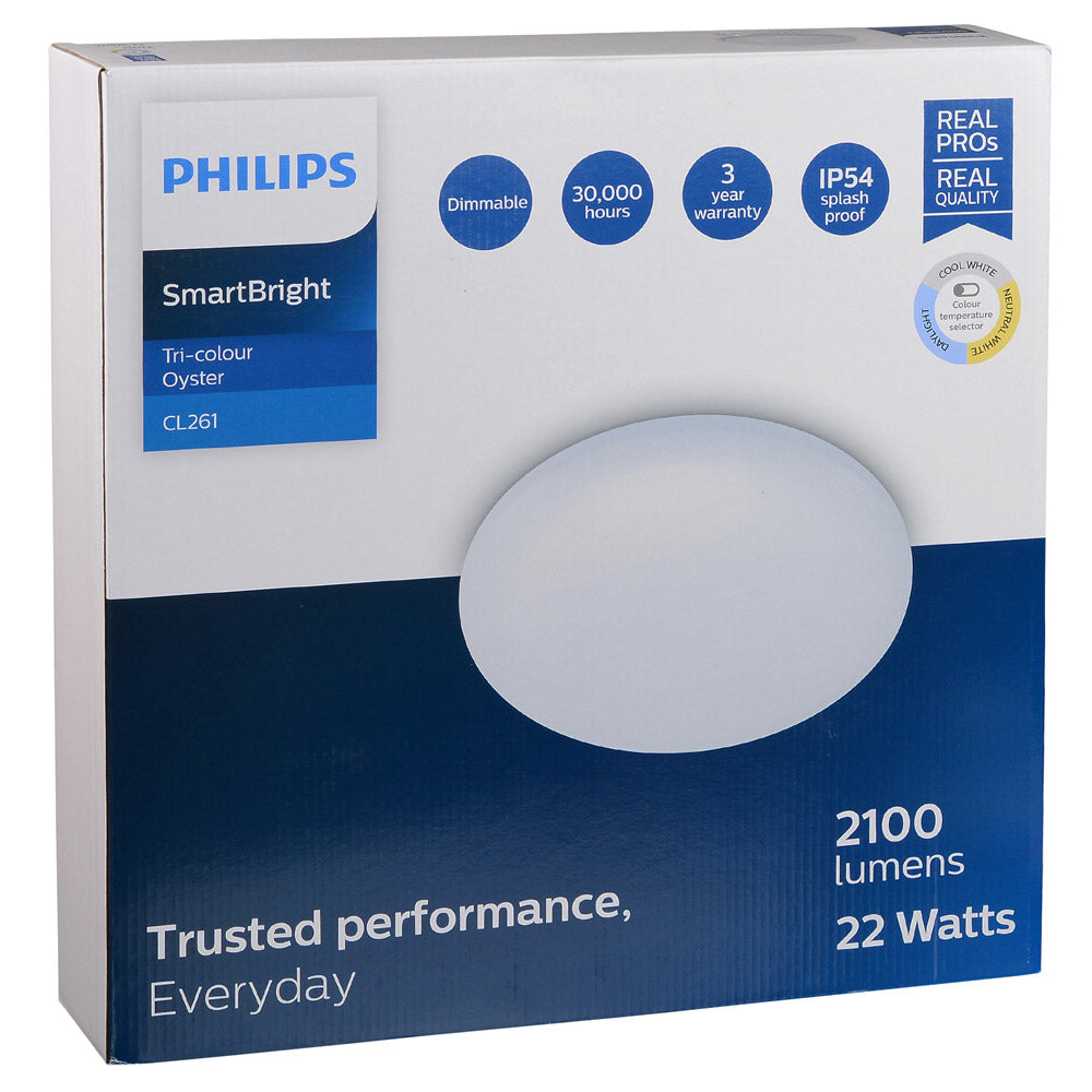 Dimmable Philips LED Oyster Light - Tri Colour & 2 Sizes
