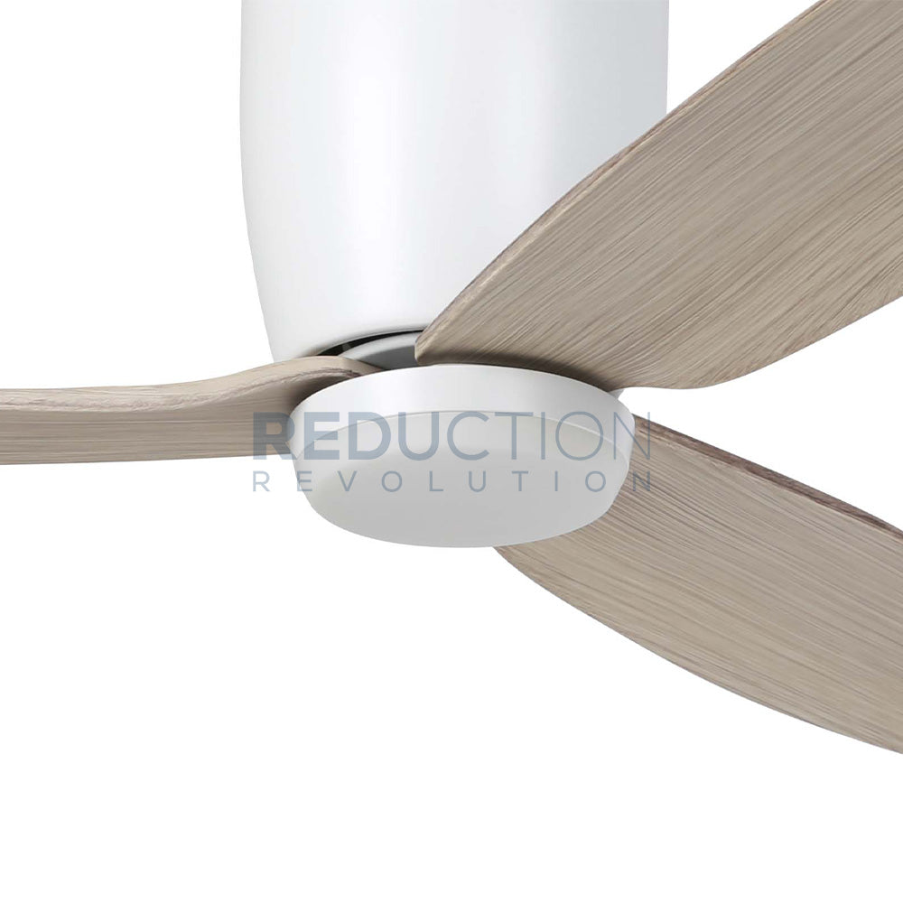 EGLO Seacliff White & Oak Ceiling Fan With LED Light
