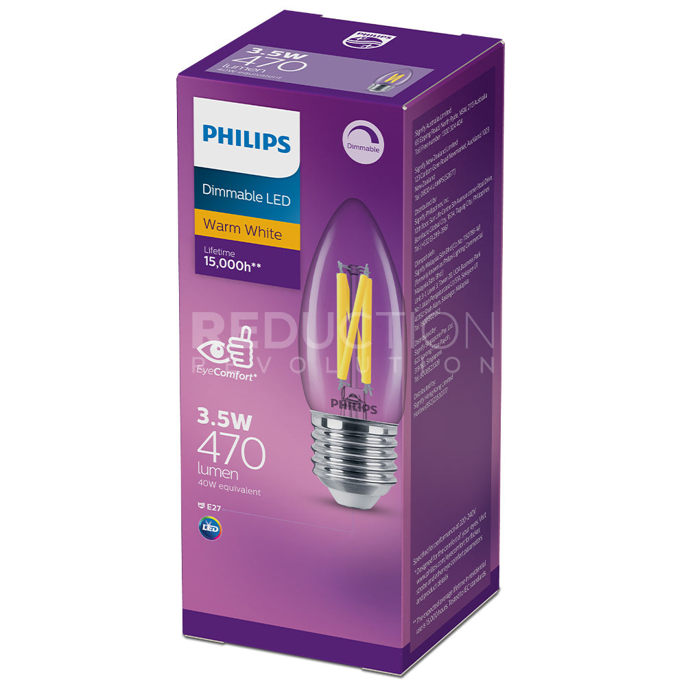 Philips E27 Candle Bulb - 3.5W Dimmable LED Light